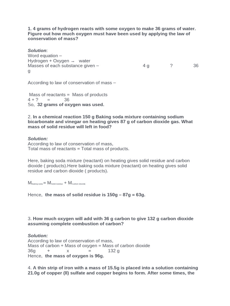 Law of Conservation of Mass | PDF