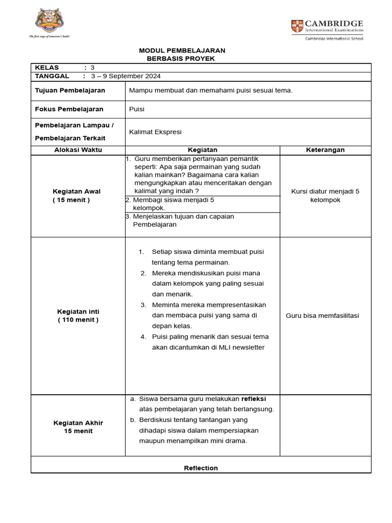 MODUL AJAR PJBL BI - 3.1 | PDF
