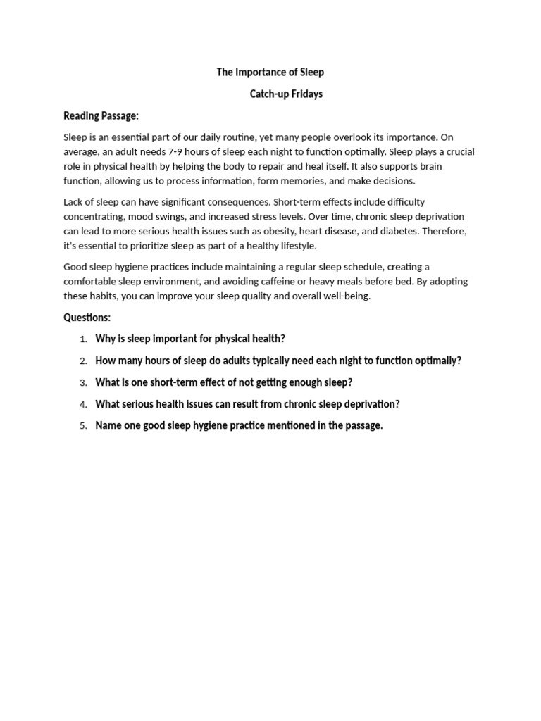 The Importance of Sleep | PDF