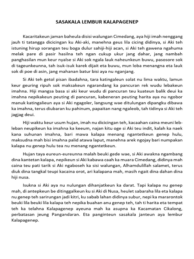 SASAKALA LEMBUR KALAPA GENEP | PDF