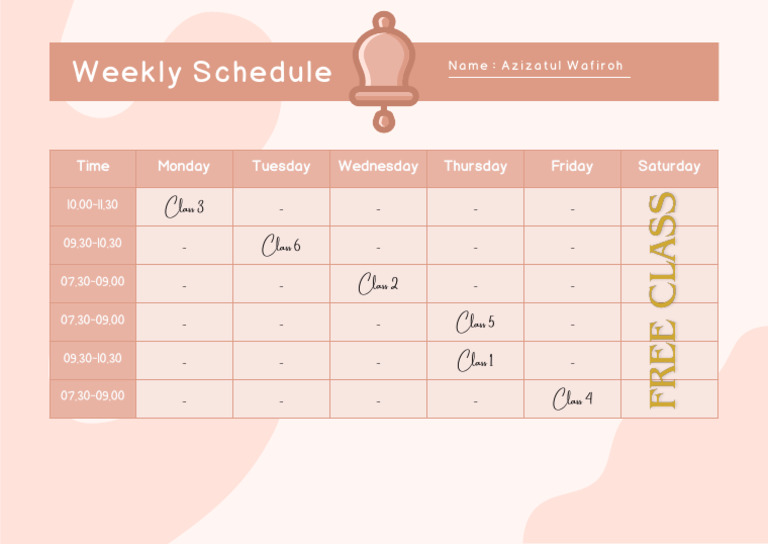 Beige Pastel Modern Weekly Class Schedule | PDF