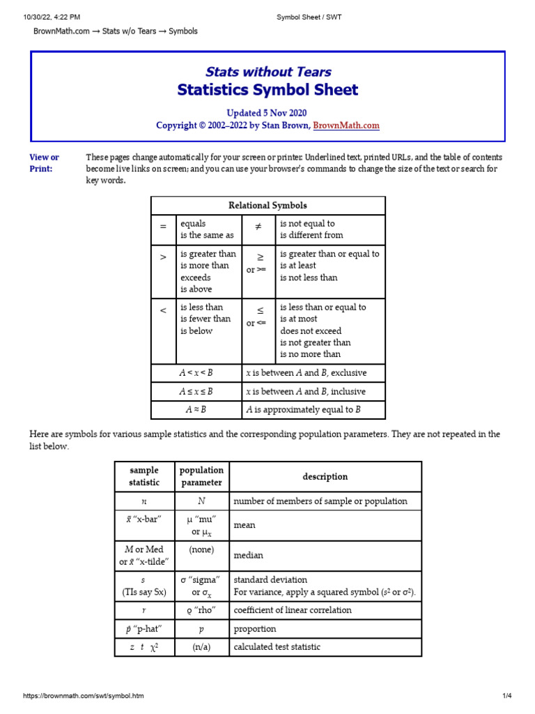Symbol Sheet - SWT | PDF