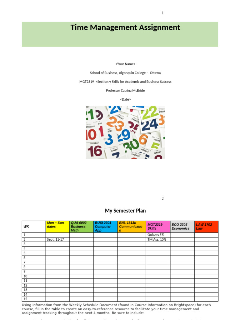 LastFirst Course# Section# Time Management | PDF