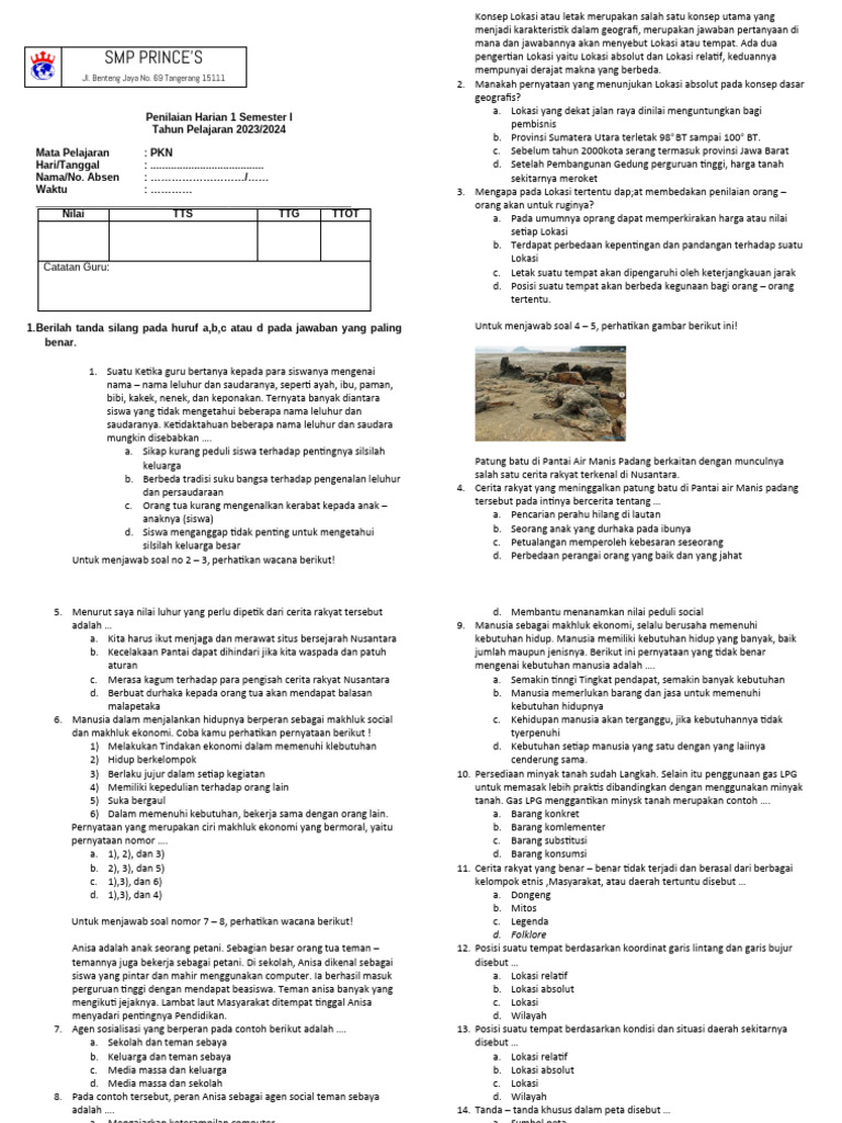Soal PH Ips Kelas 7 | PDF