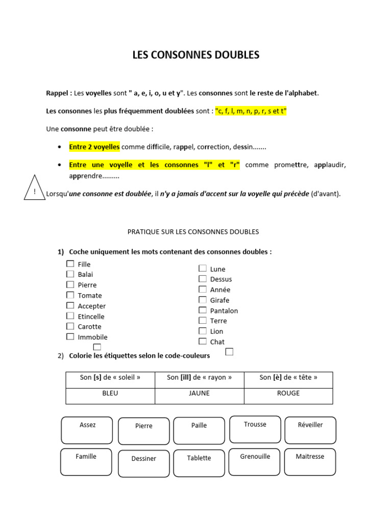 Les Consonnes Doubles | PDF