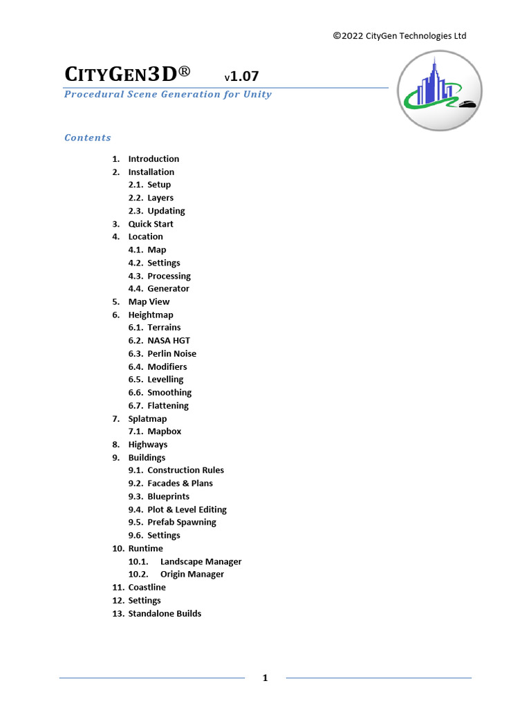 CityGen3D Manual v1.07 | PDF