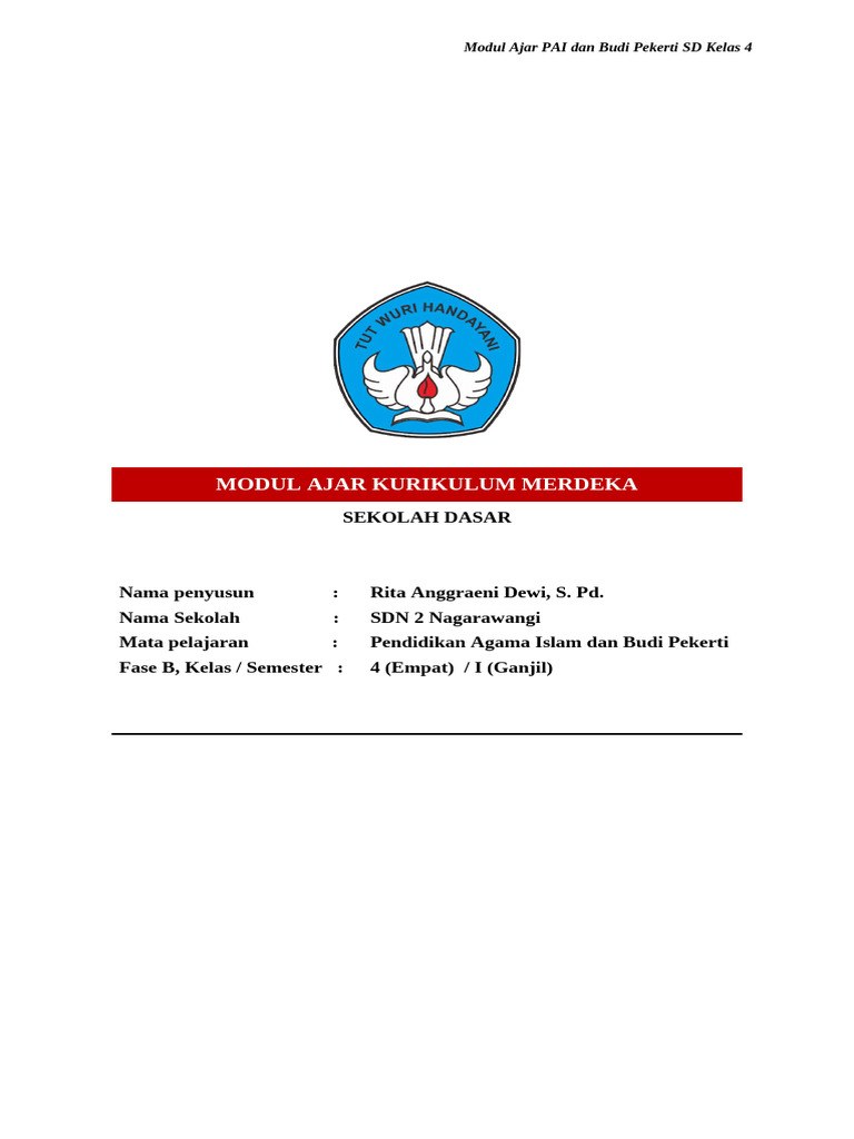 1 - Modul Ajar KLS Iv SMT 1 Bab 1 | PDF