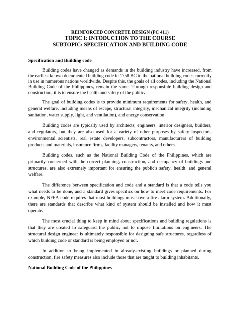 ACTIVITY 1 Specification and Building Codes | PDF