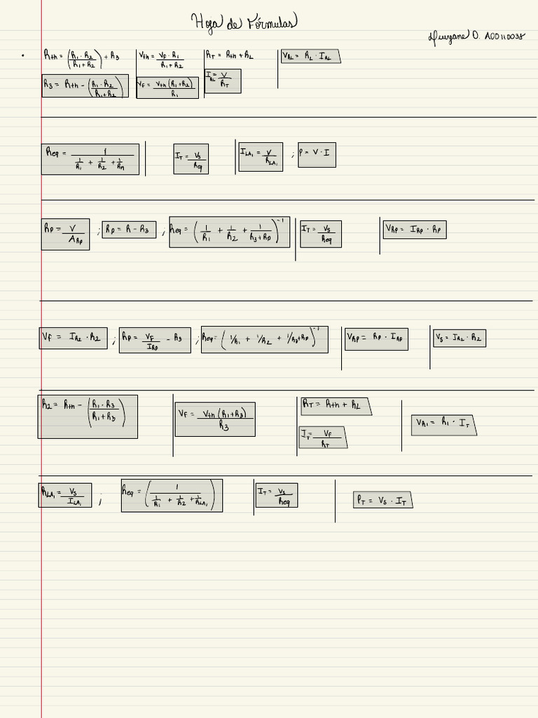 hoja de fórmulas lab circuitos SP | PDF