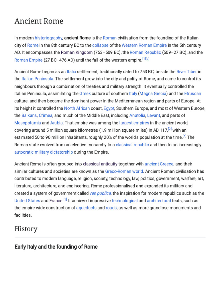 Ancient Rome - Wikipedia | PDF