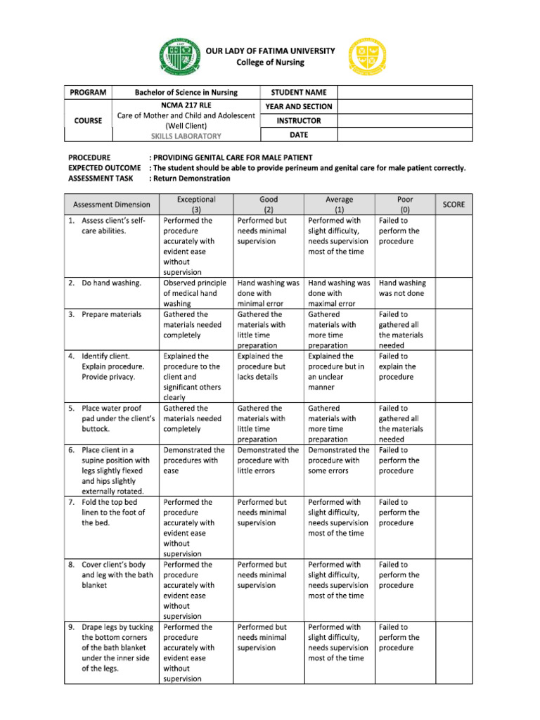 Providing Genital Care For Male Patient | PDF