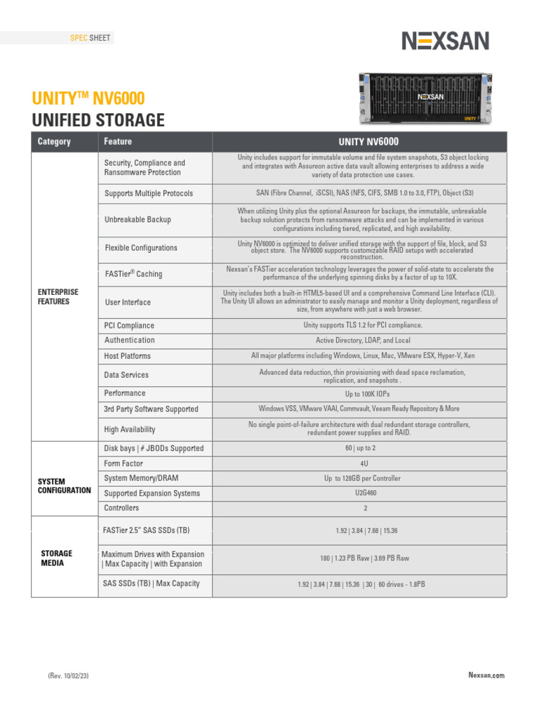 Unity-NV6000-Spec-Sheet | PDF