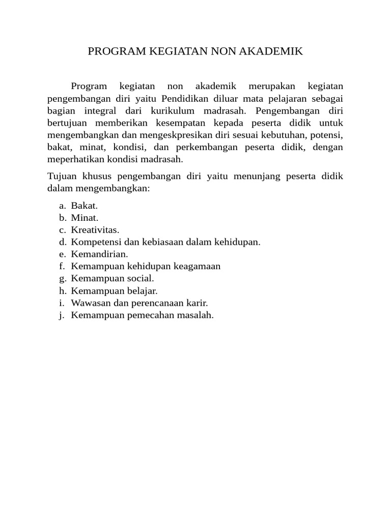PROGRAM KEGIATAN NON AKADEMIK | PDF