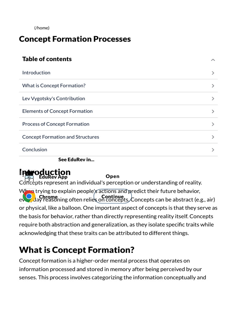 Concept Formation Processes - Psychology For UPSC Optional (Notes) PDF ...