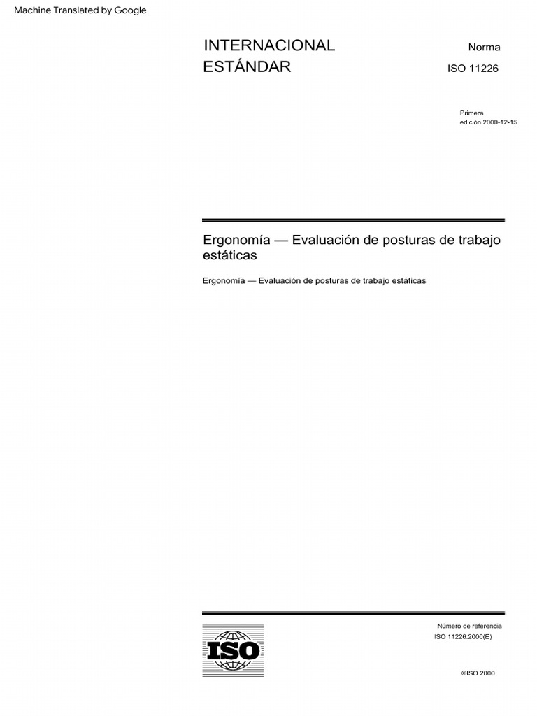 ISO 11226 2000 Postural | PDF