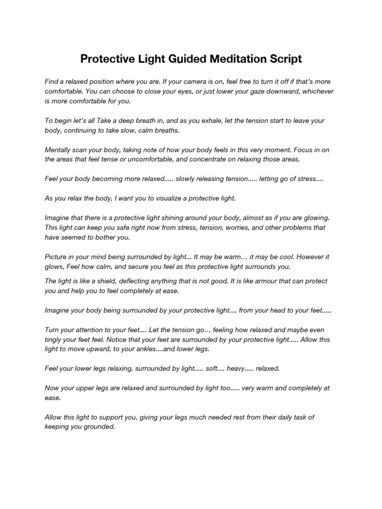 Protective Light Guided Meditation Script | PDF