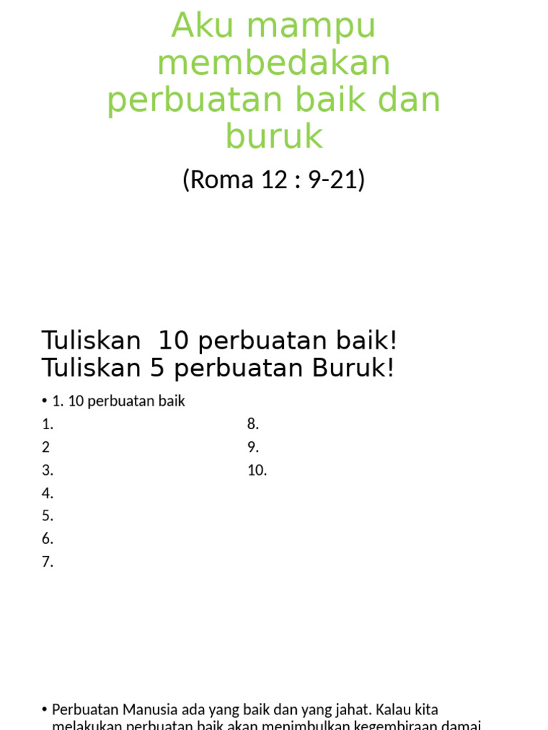 Aku Mampu Membedakan Perbuatan Baik Dan Buruk | PDF