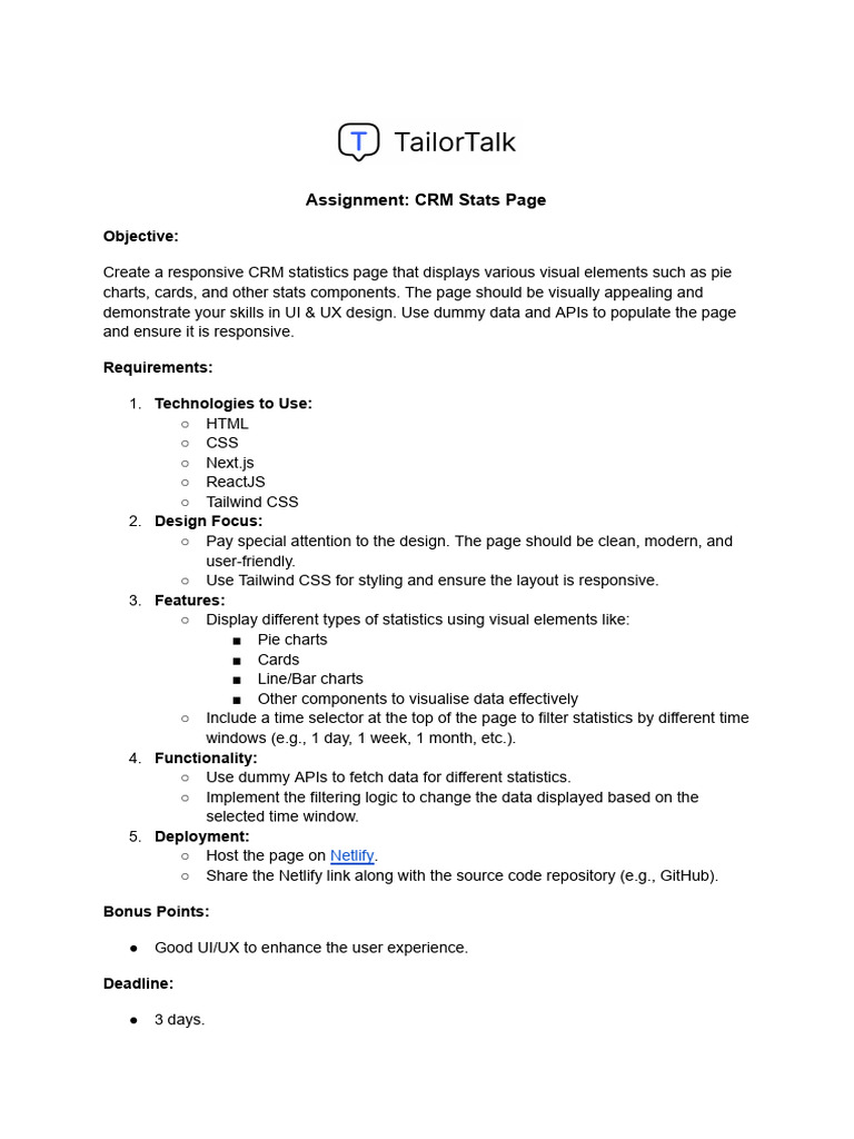 Assignment_ CRM Stats Page | PDF