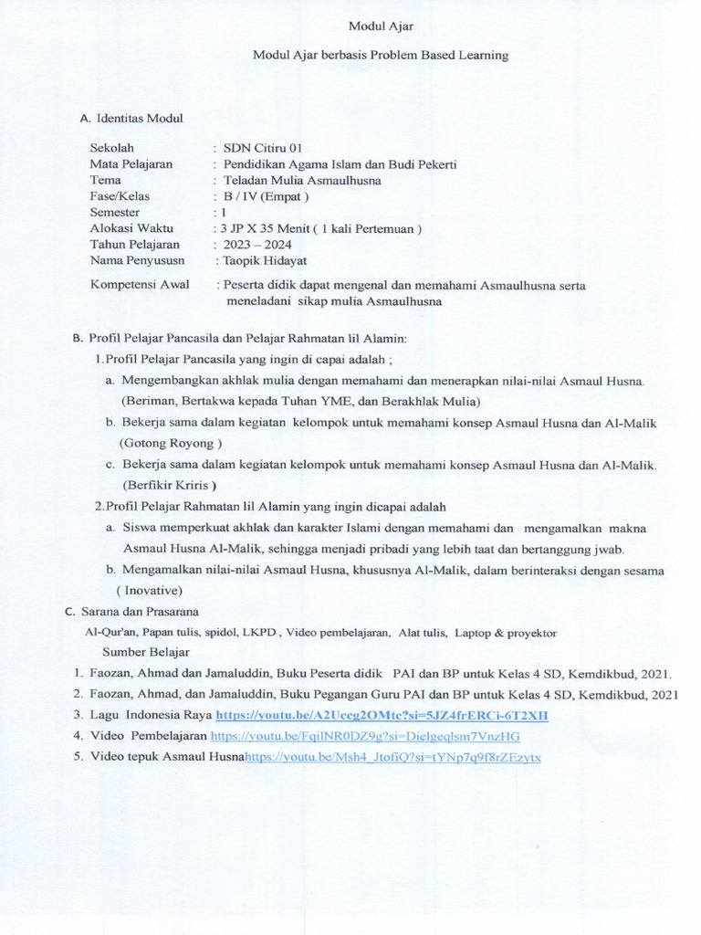 Modul Ajar PBL | PDF