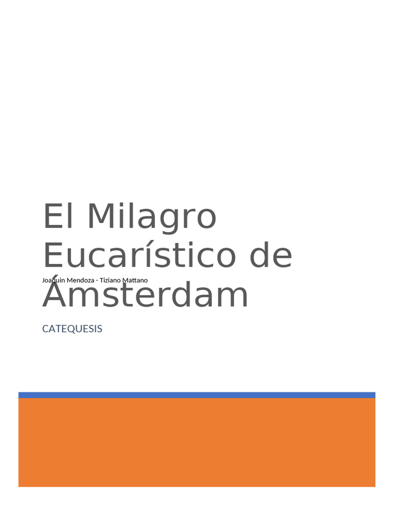 Milagro Eucarístico de Ámsterdam 1345 | PDF | eucaristía | Iglesia Católica