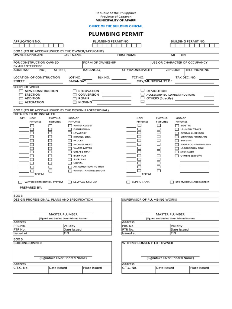 Plumbing Permit FRONT BACK | PDF