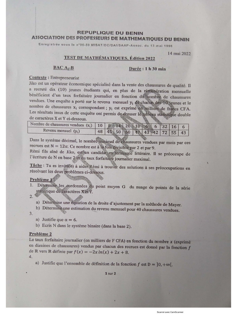 Apmb 2022 Bac A2b | PDF