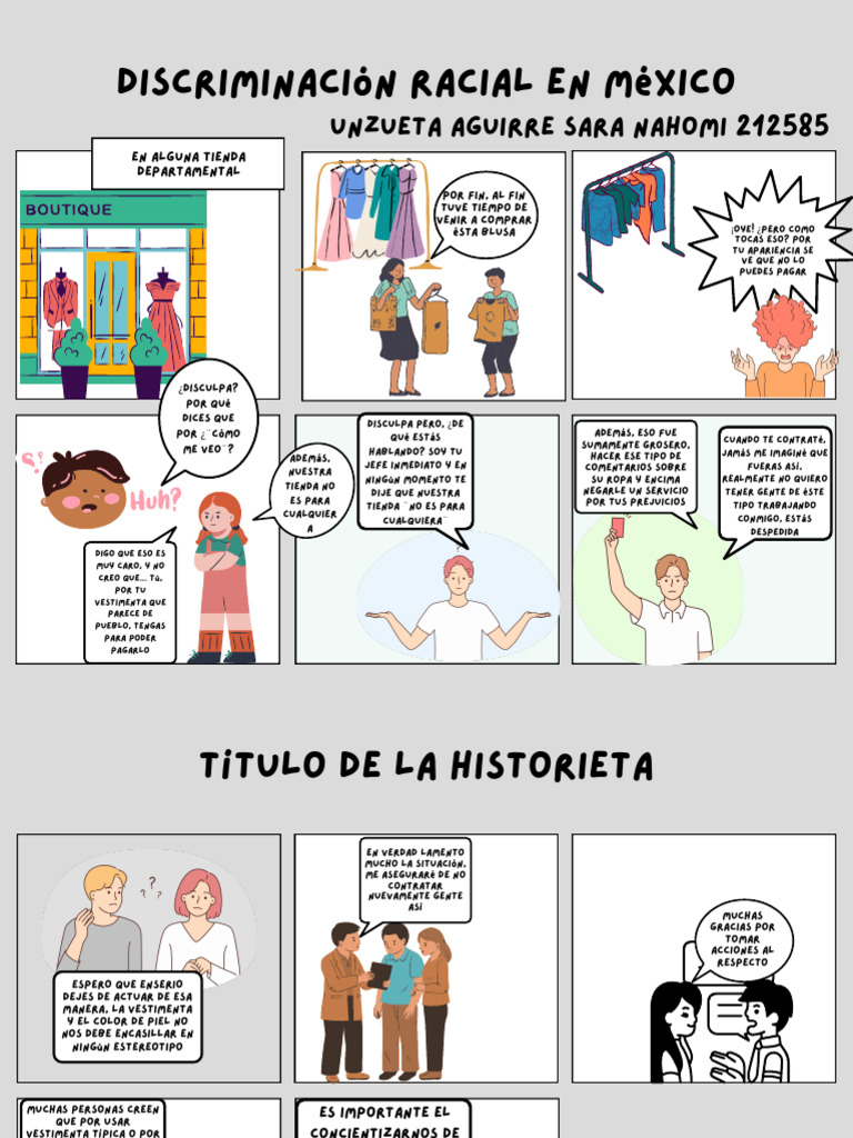 Cómic sobre ¨La discriminación racial en México¨ | PDF