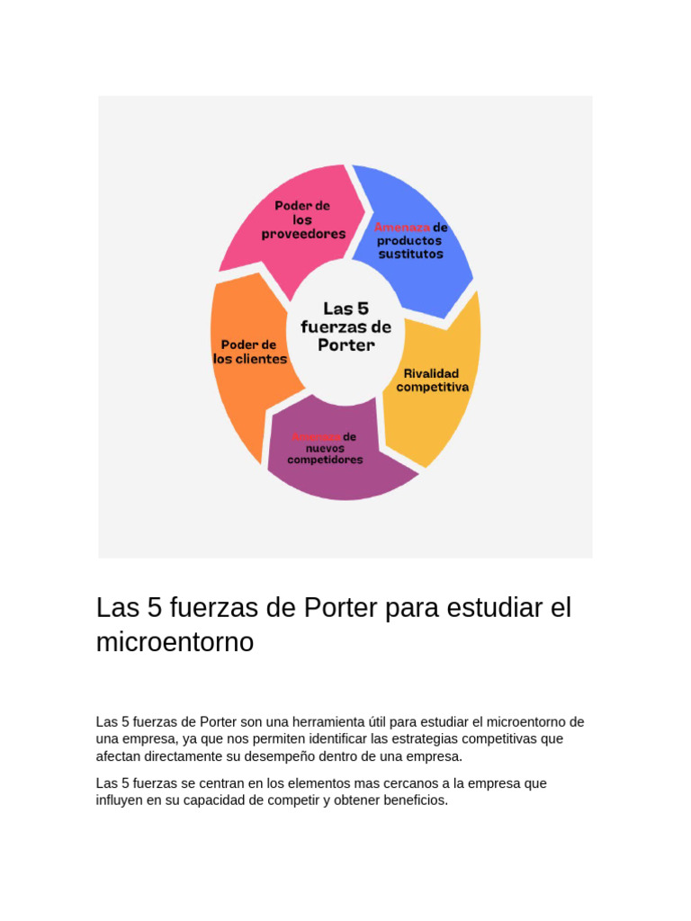 Las 5 Fuerzas de Porter para Estudiar El Microentorno | PDF