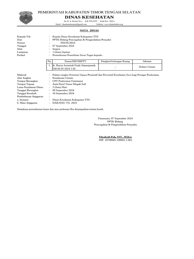 Nodis, ST, SPD Dan PI Perjadin 2024 | PDF