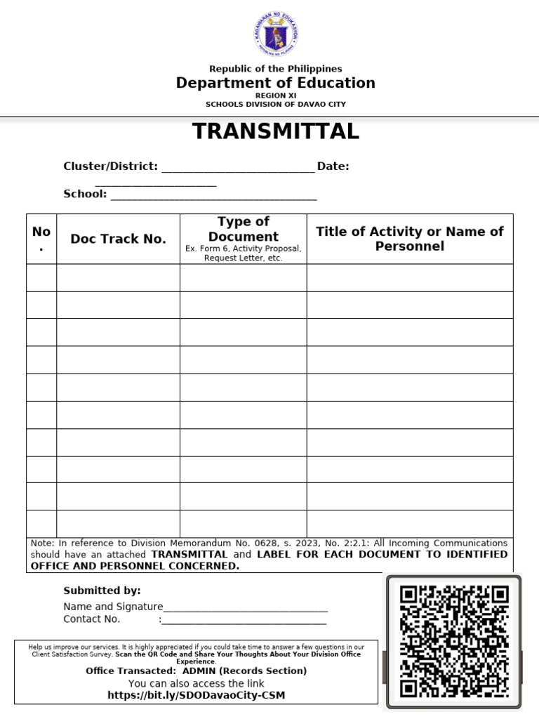 Incoming Communication Transmittal. 3 | PDF