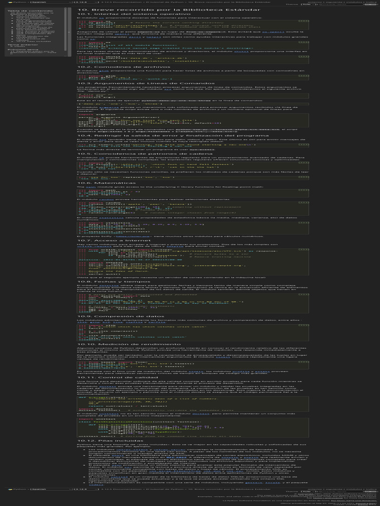 Breve Recorrido Por La Biblioteca Estándar - Documentación de Python - 3.12.5 | PDF