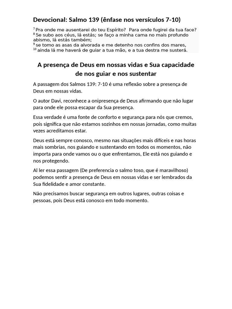 Devocional Salmo 139 | PDF