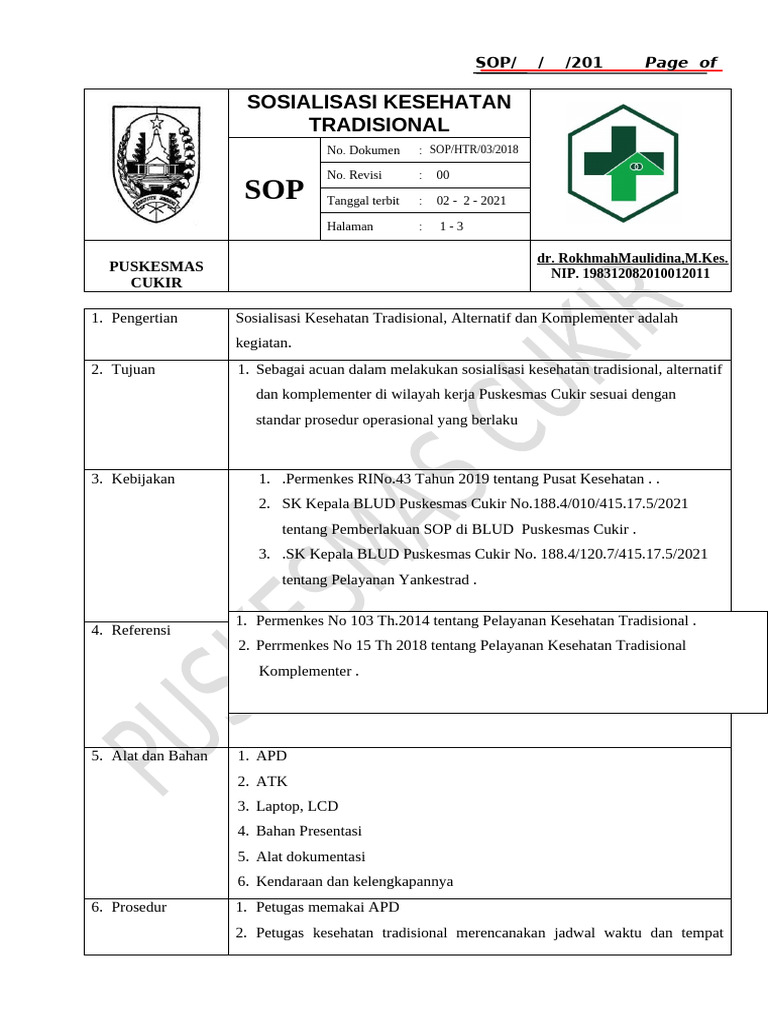 Sop Sosialisasi Hatra | PDF