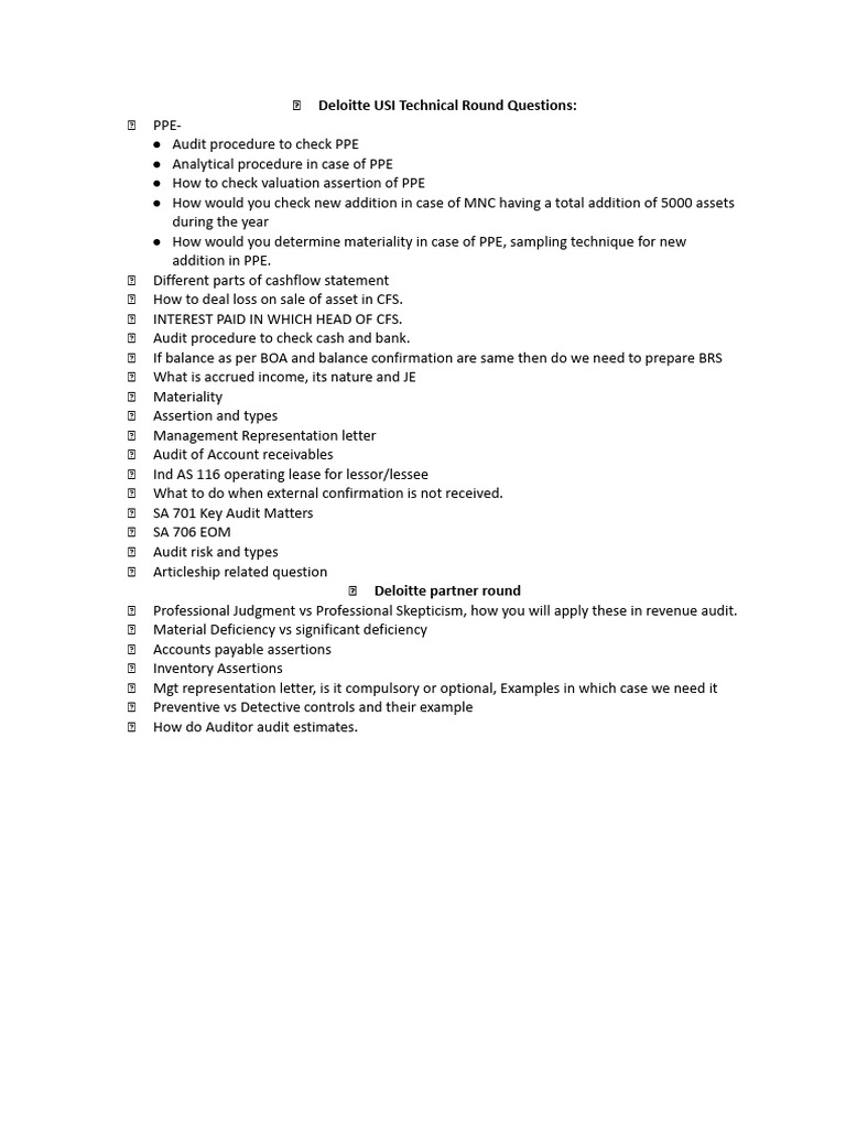 Deloitte USI Technical Questions | PDF