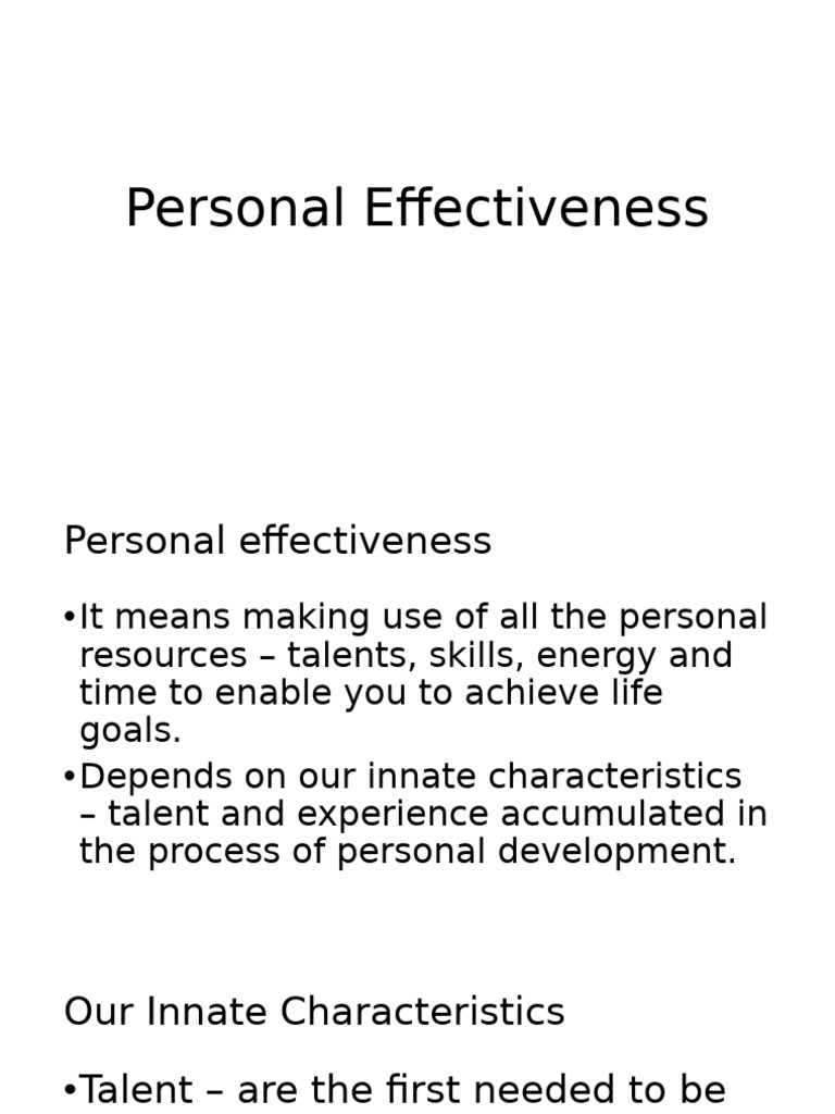 Personal Effectiveness | PDF