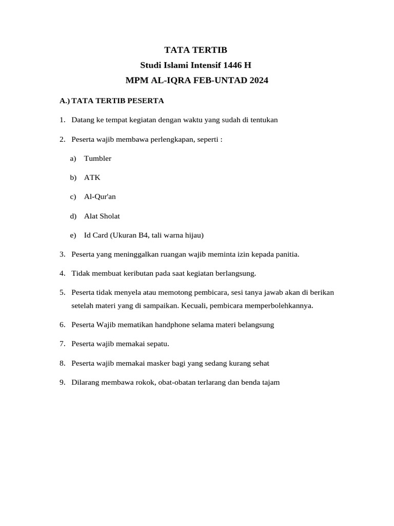 TATA TERTIB SII 2024 | PDF