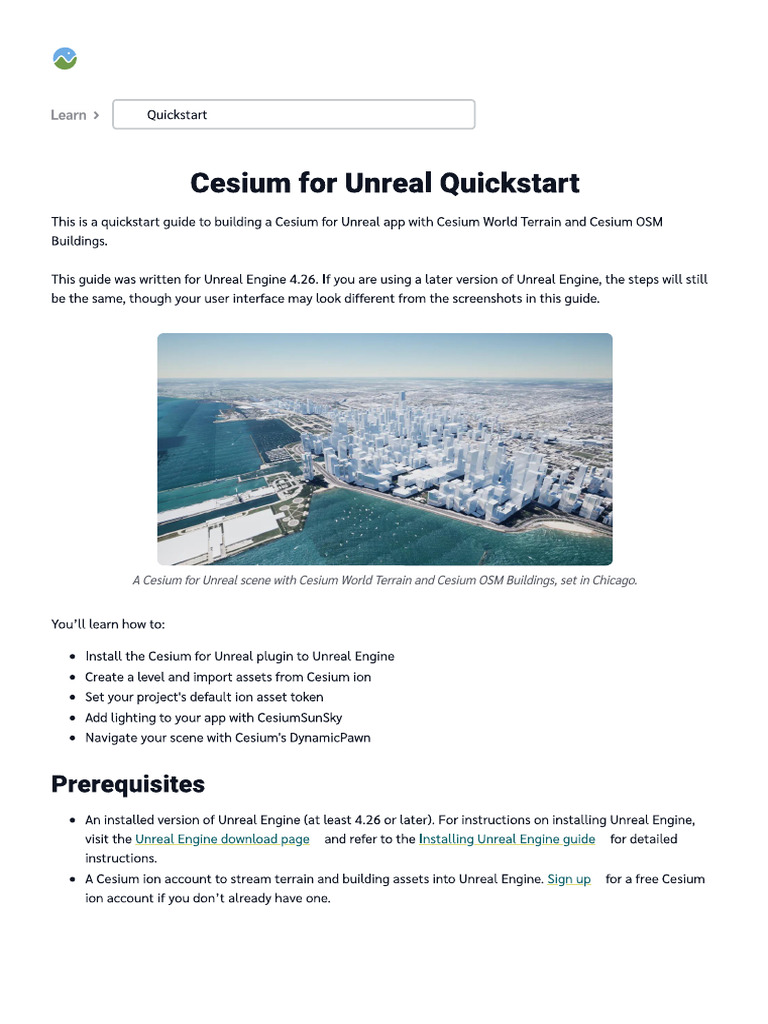 Cesium For Unreal Quickstart - Cesium | PDF