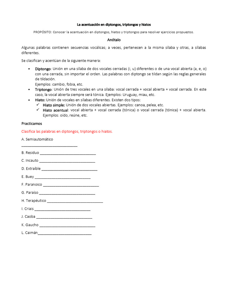 La Acentuación en Diptongos | PDF
