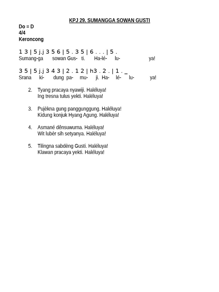KPJ 29 Sumangga Sowan Gusti | PDF