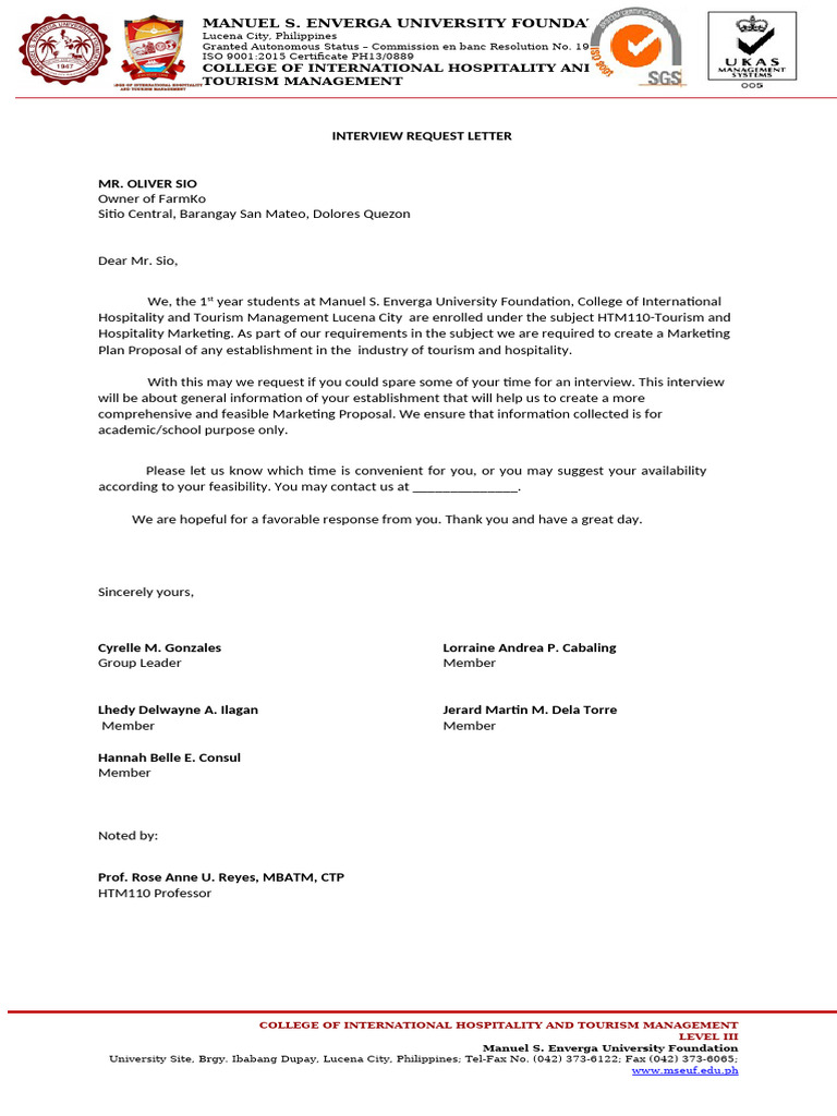 Interview Request Letter | PDF