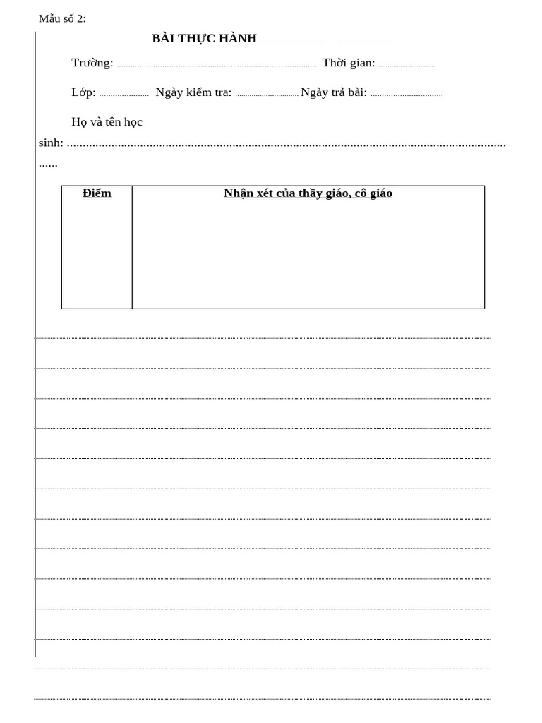 Mau Giay Lam Bai Kiem Tra Cap 2 | PDF