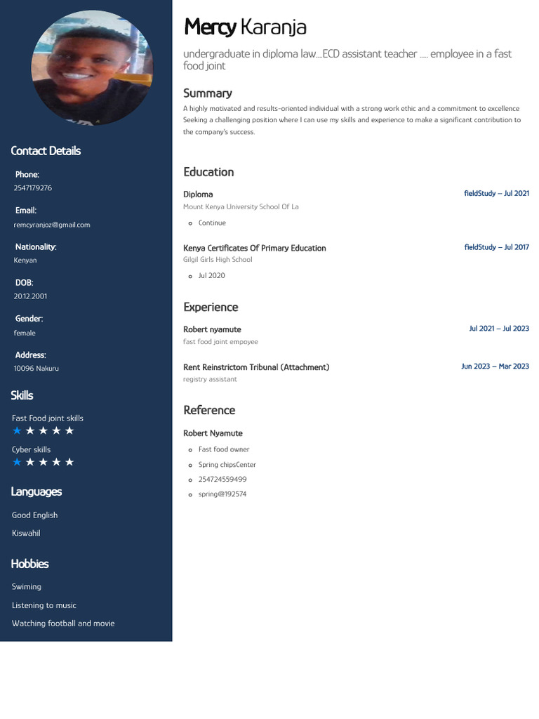 Mercy Resume 937 | PDF