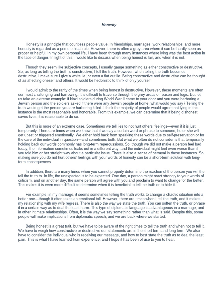 Honesty | PDF