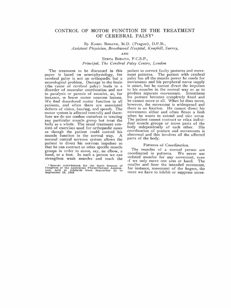 Reflex Inhibiting Posture Bobath | PDF