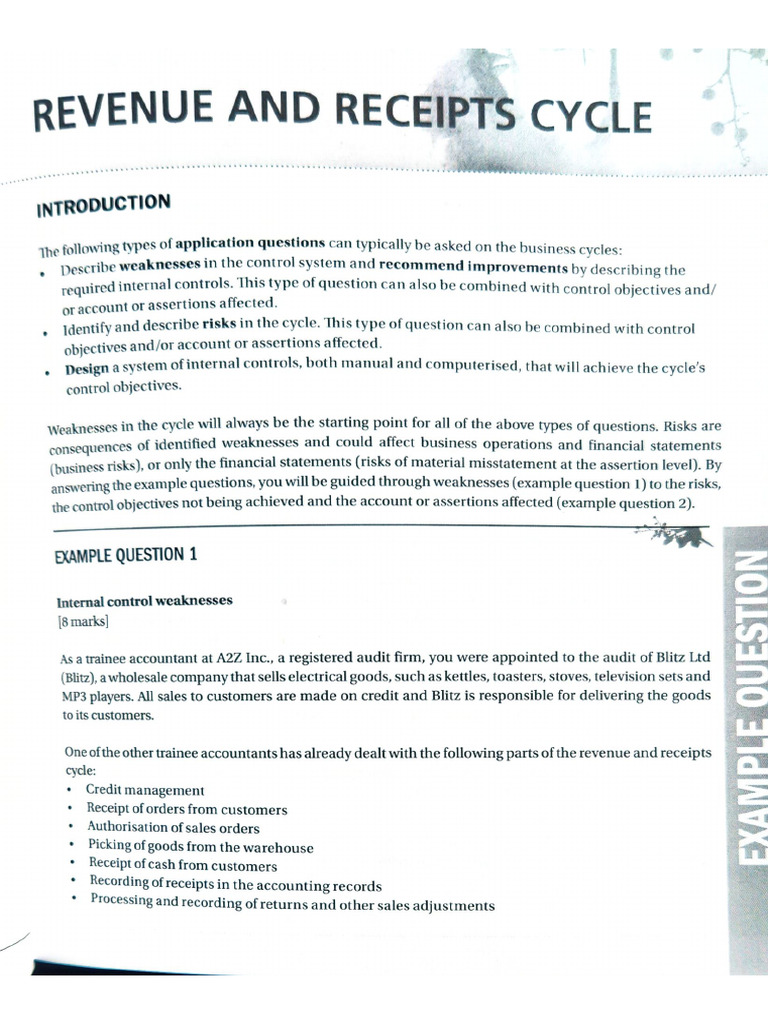 Revenue and Receipts Example Questions 1 2 | PDF