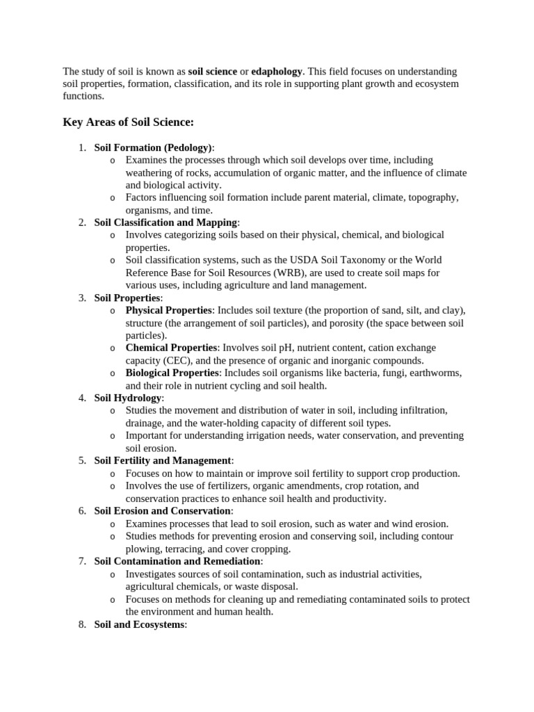 The Study of Soil Is Known As Soil Science or Edaphology | PDF | Soil ...