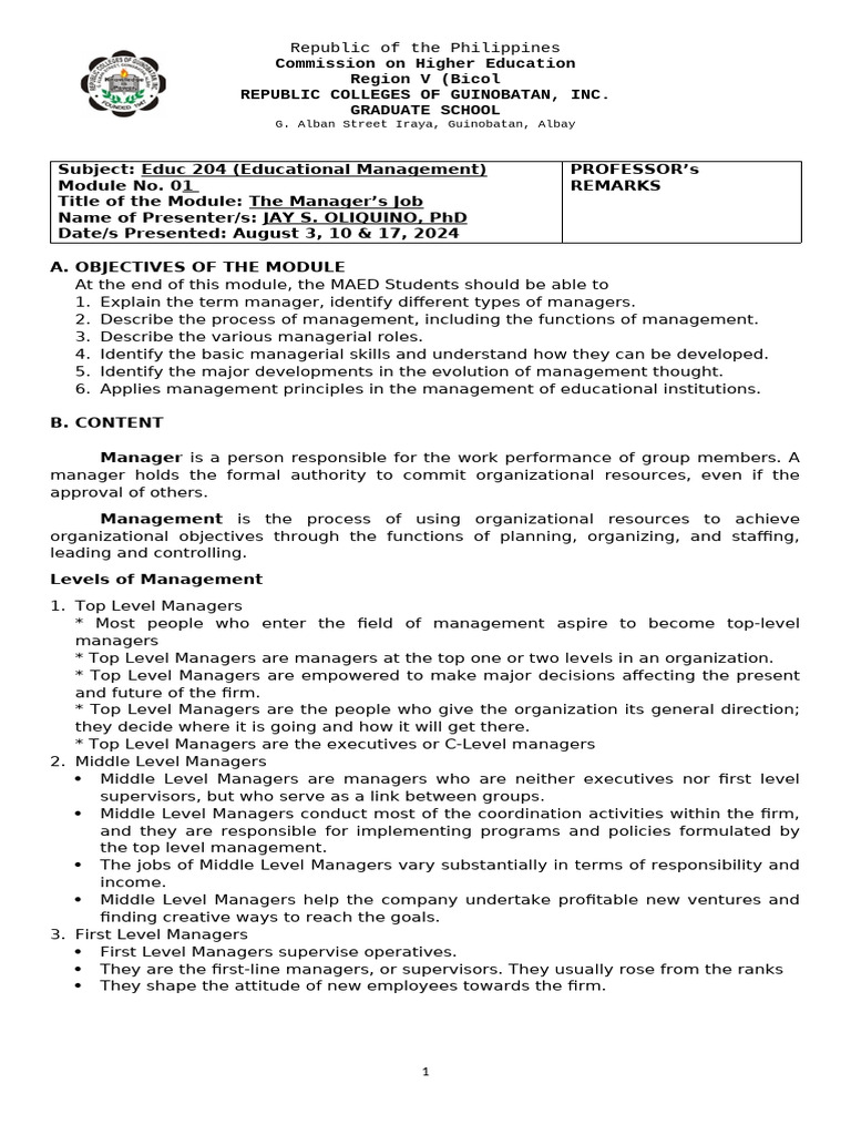 EDUC 204 Module1 Handout | PDF