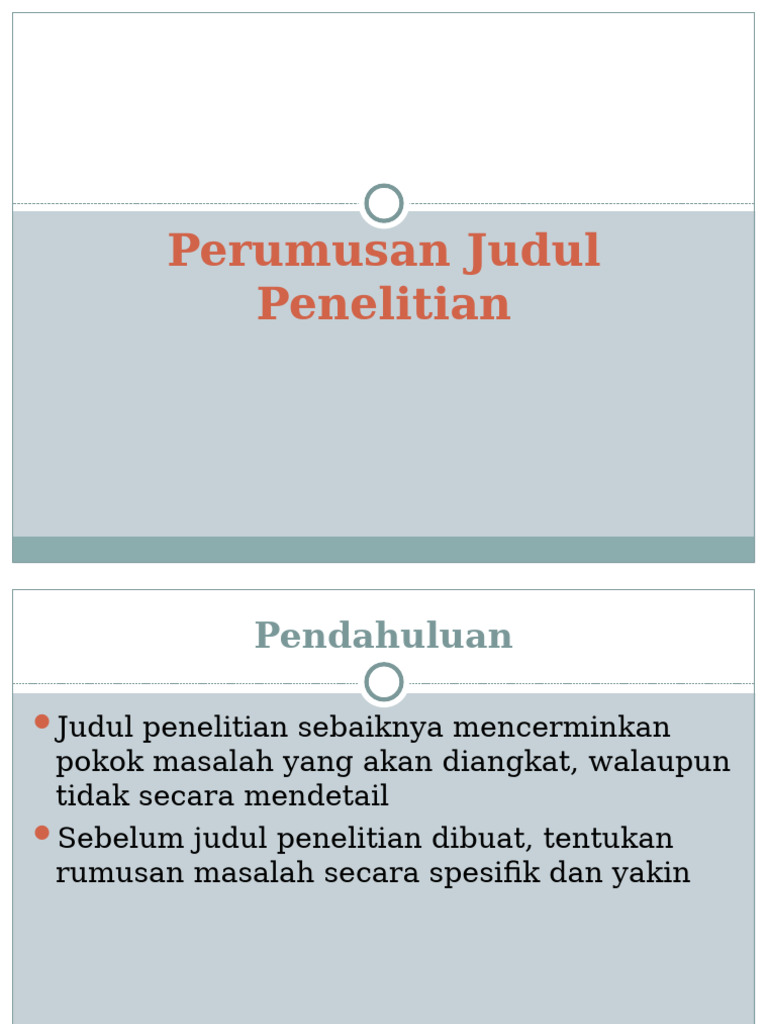 Perumusan Judul Penelitian | PDF