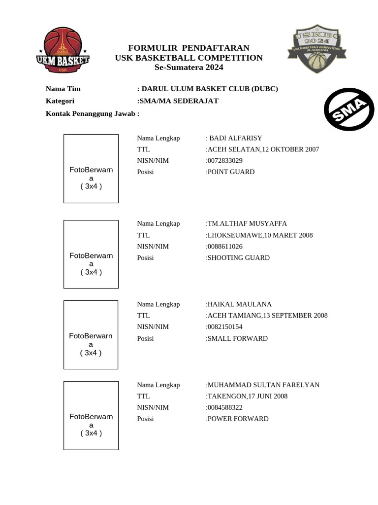 Formulir_Pendaftaran_USKBC_2024 | PDF