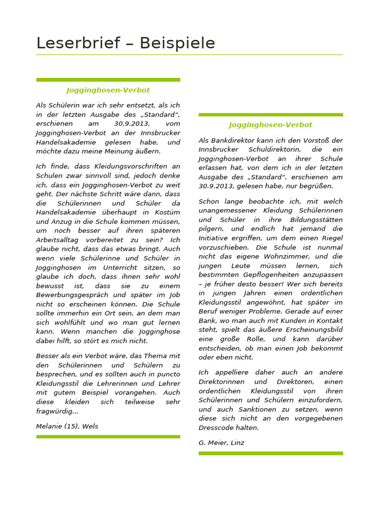 Beispiel Leserbrief | PDF